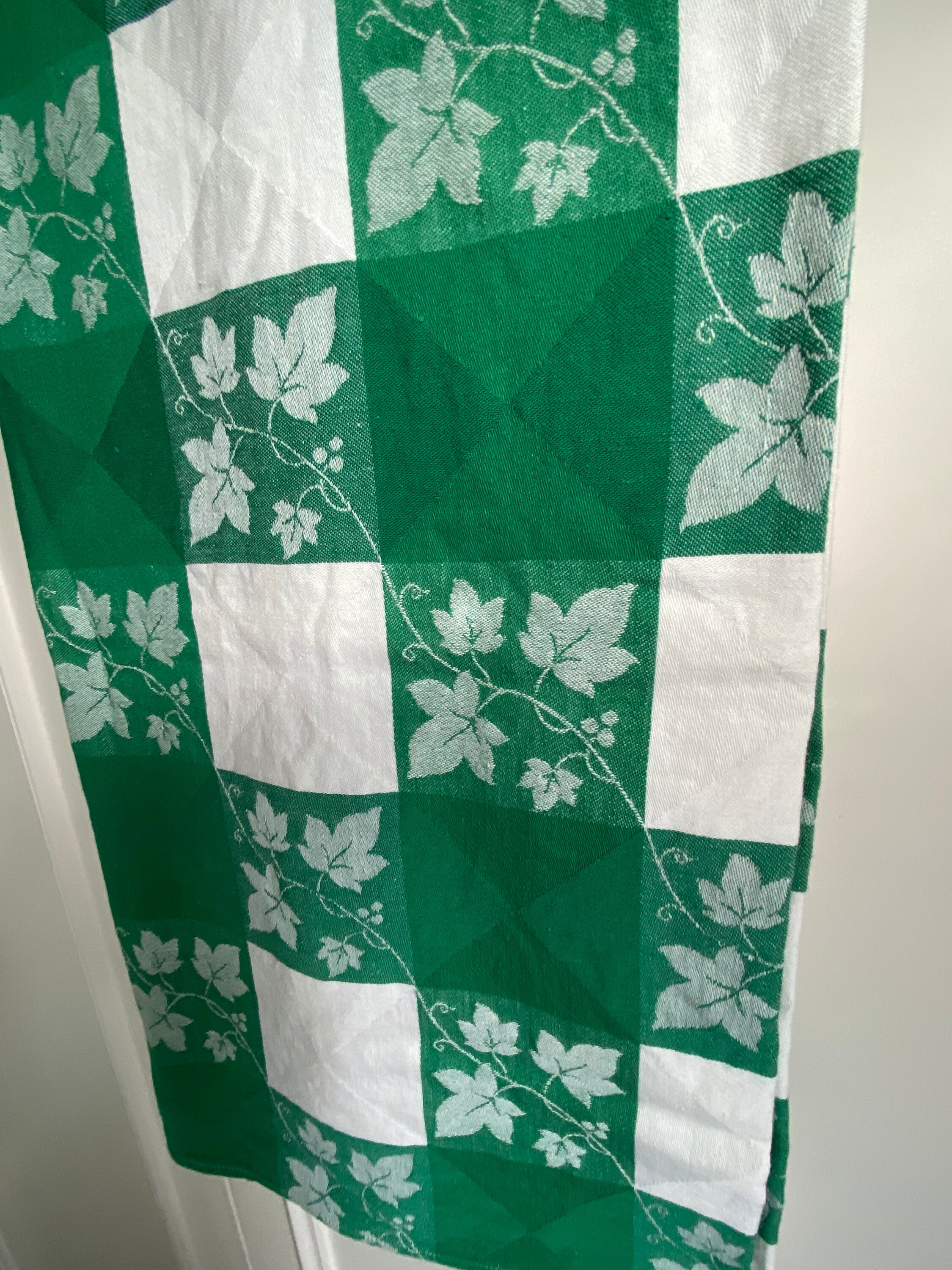 Vintage Green and White Ivy Cotton Brocade Tablecloth 47 Square - Etsy