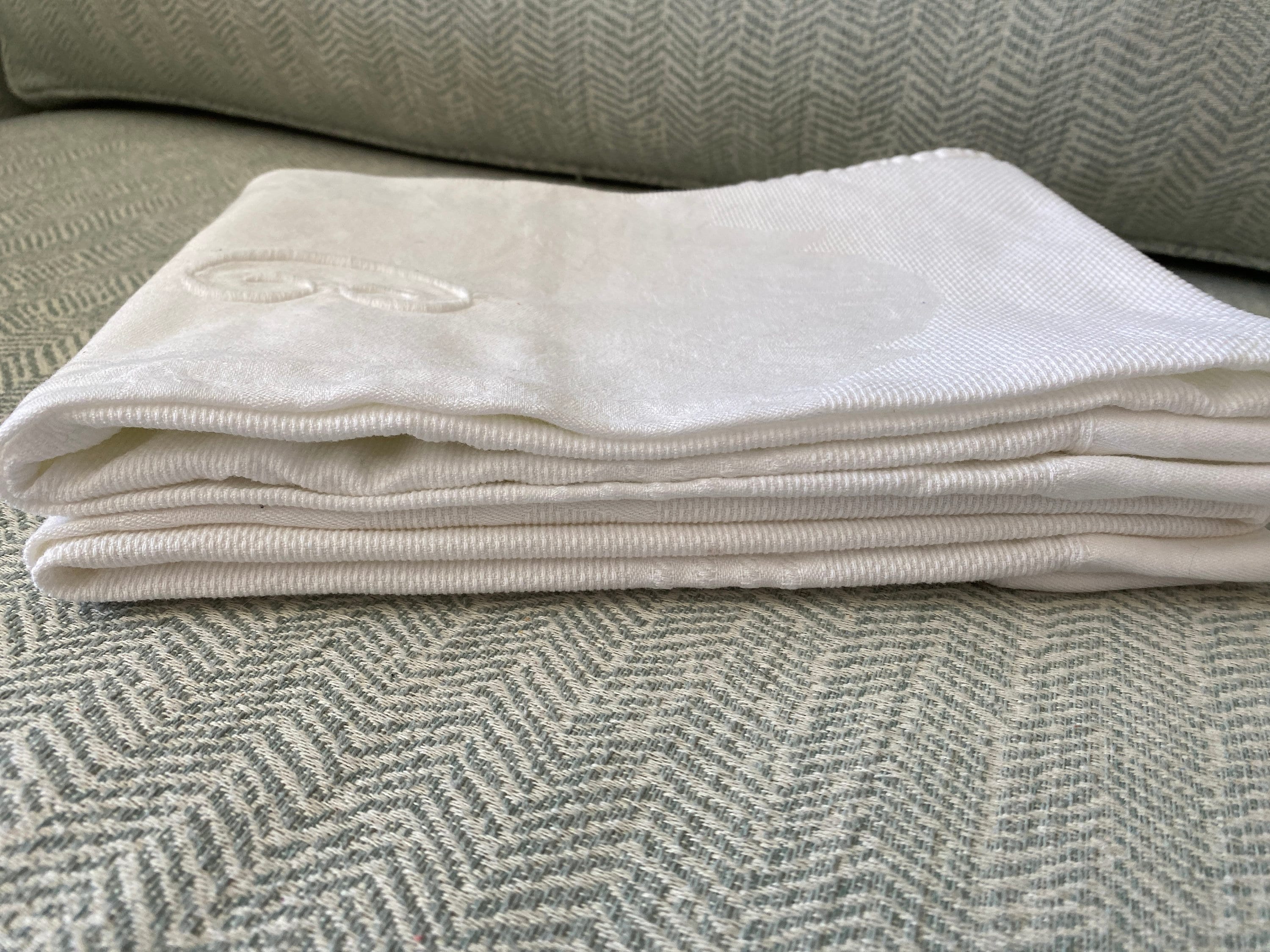Set of Two Large Vintage 100% Cotton Monogrammed Huck Towels - New Old ...