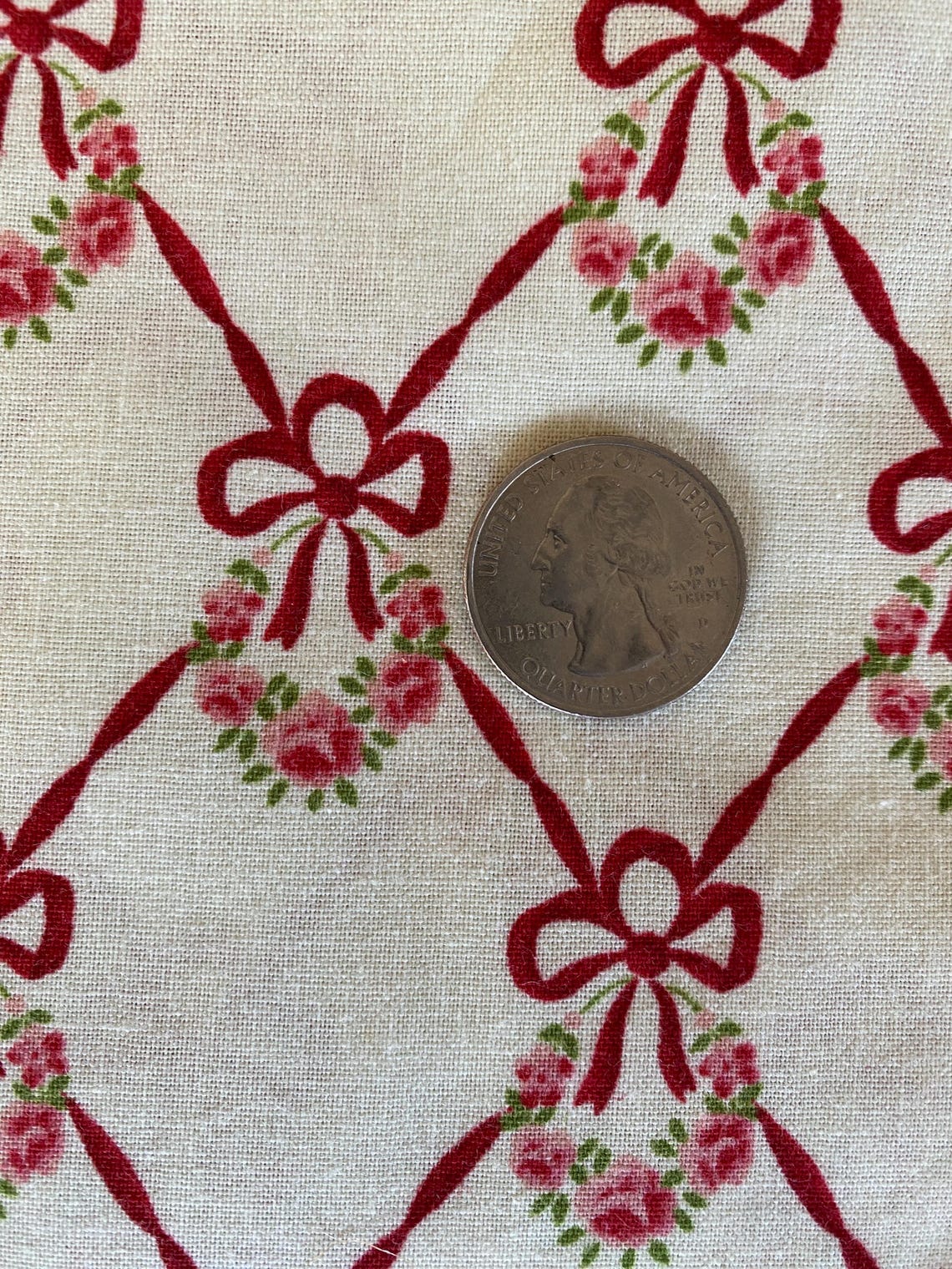 Incarnadine Ribbons, Bows & Tiny Flowers Fabric by Robyn Pandolph for ...