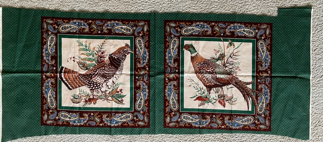 Classic Pheasant Themed Fabric Panel for Pillows, Quilting, Wall ...