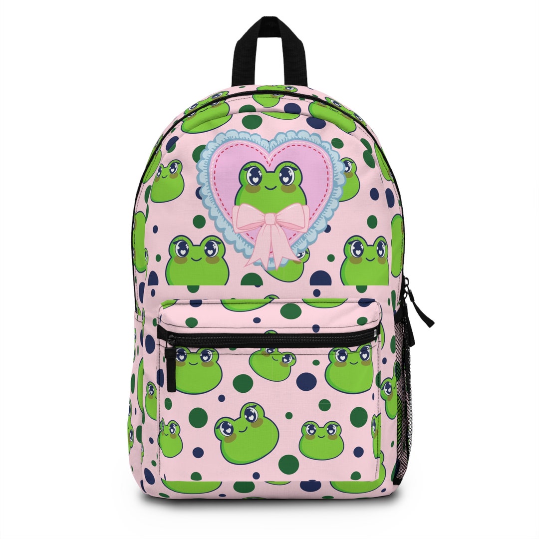 Cute Frog Backpack, Coquette Backpack, Kawaii Frog, Kidcore Aesthetic ...