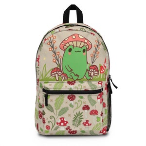 Cottagecore Backpack, Frog Backpack, Mushroom Frog,kawaii Frog ...