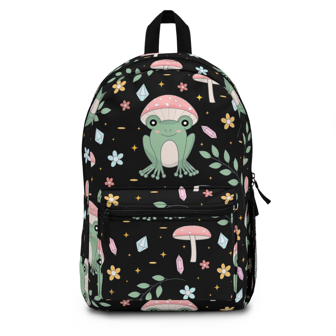 Cottagecore Backpack, Frog Backpack, Mushroom Frog, Kawaii Frog ...
