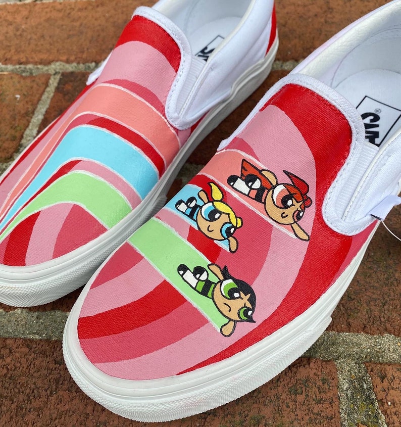Custom Powerpuff Girls Themed Hand-painted Vans Baby Through Adult ...