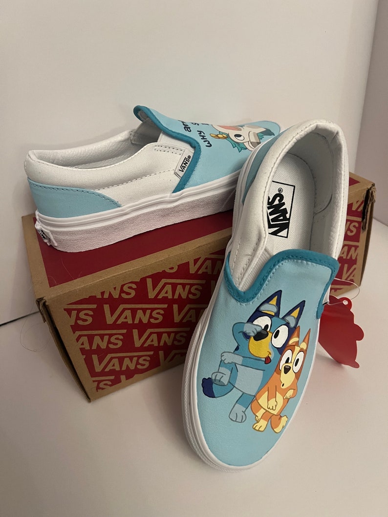 Custom Bluey Themed Hand-painted Vans | Baby Through Adult Sizes ...