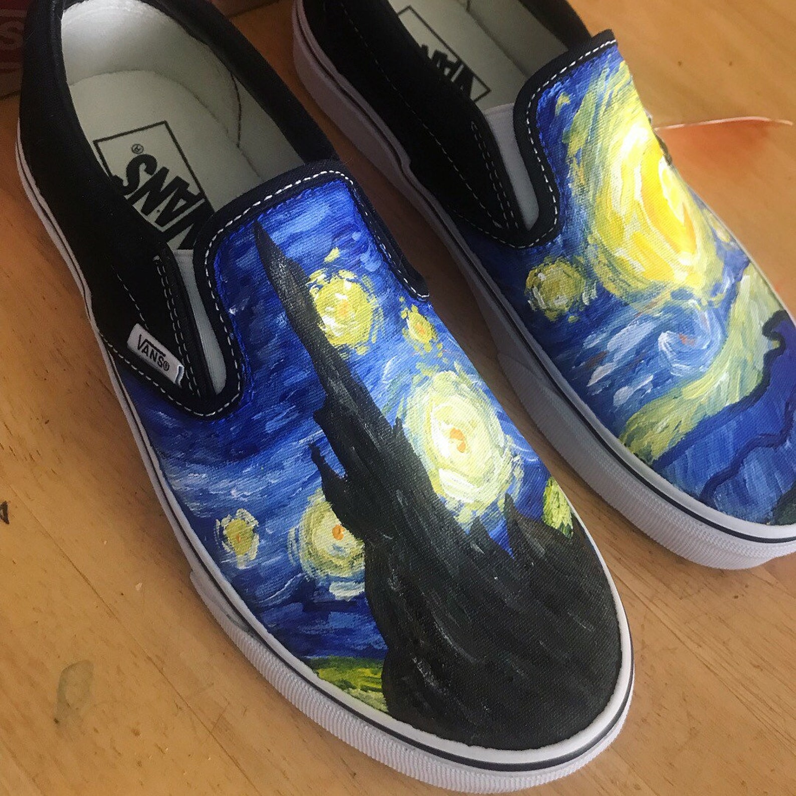 Custom Starry Night Hand-painted Vans | Baby Through Adult Sizes ...