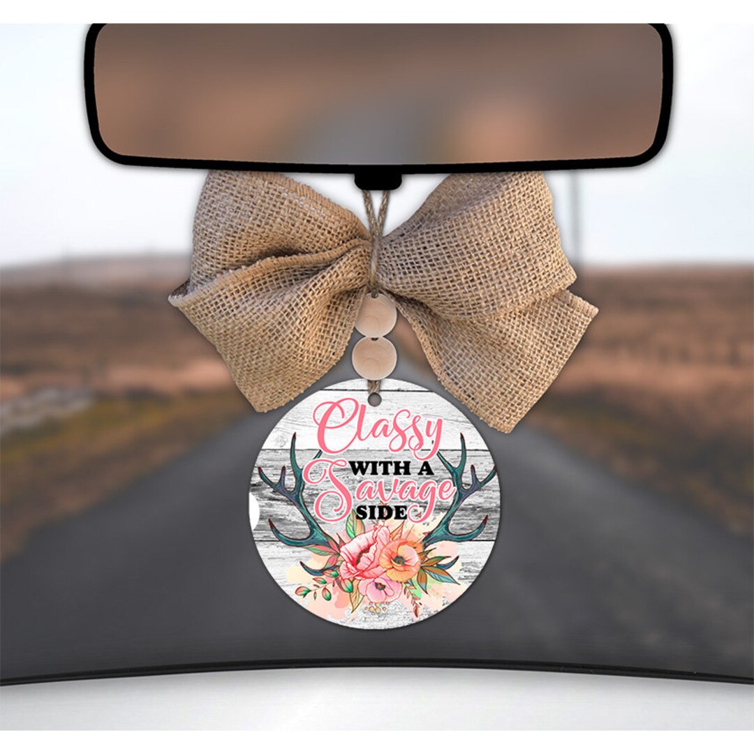 Car Charm Sassy Skull Rear View Mirror Charm Rustic Old Wood Roses - Etsy