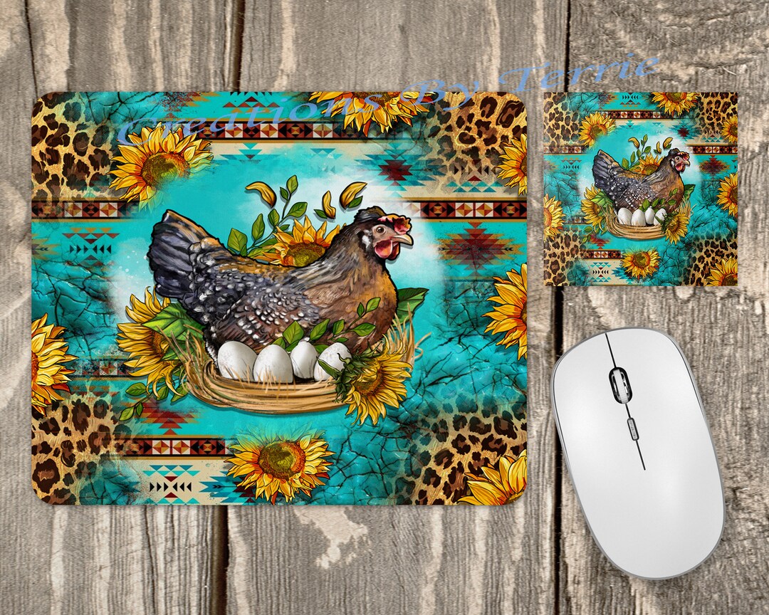 Chicken Laying Eggs Desk SET mouse Pad and Coaster Personalized Gift ...