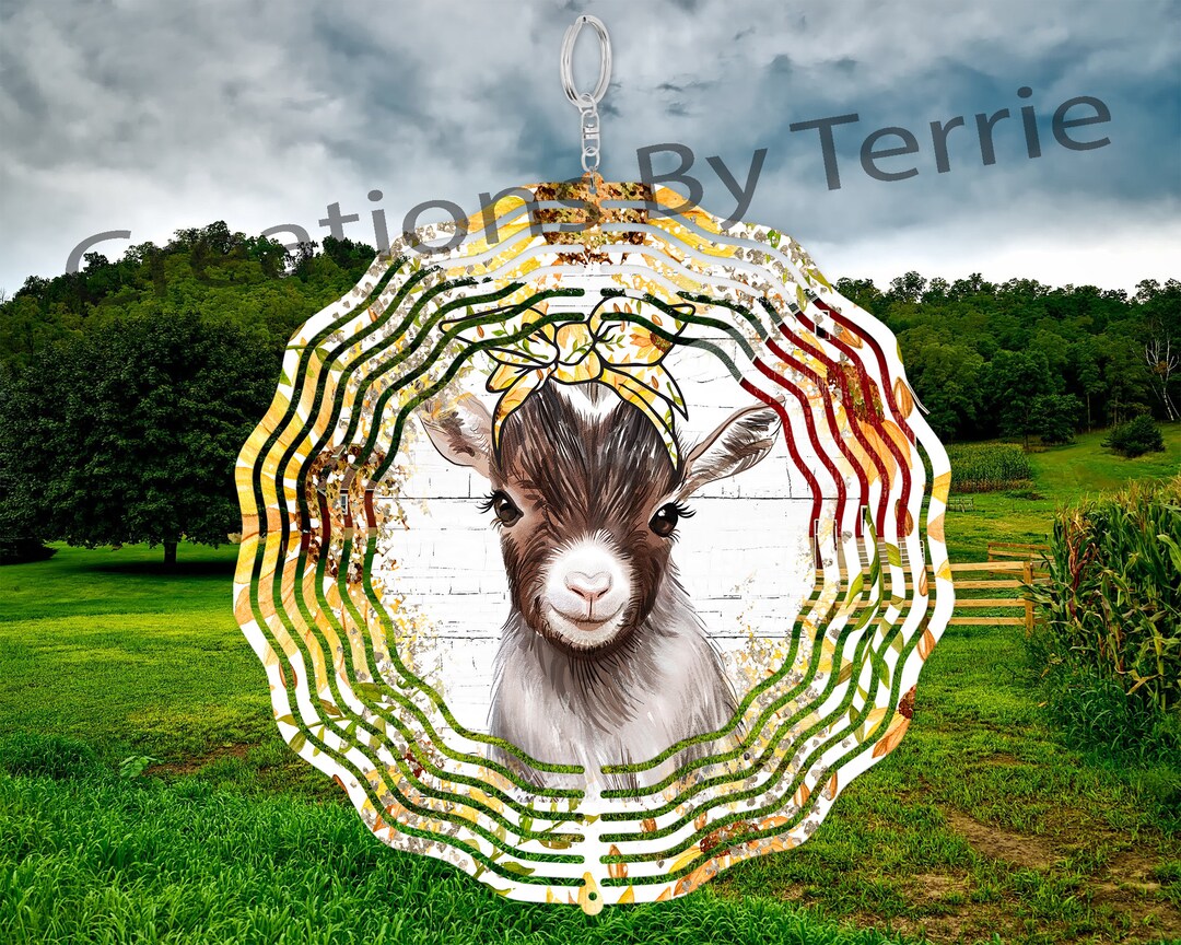 Pygmy Goat Sunflower 10 Inches Metal Wind Chimes for Garden Home Decor ...