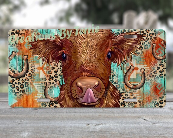 Leopard Cow Front License Plate Monogram Custom License - Etsy