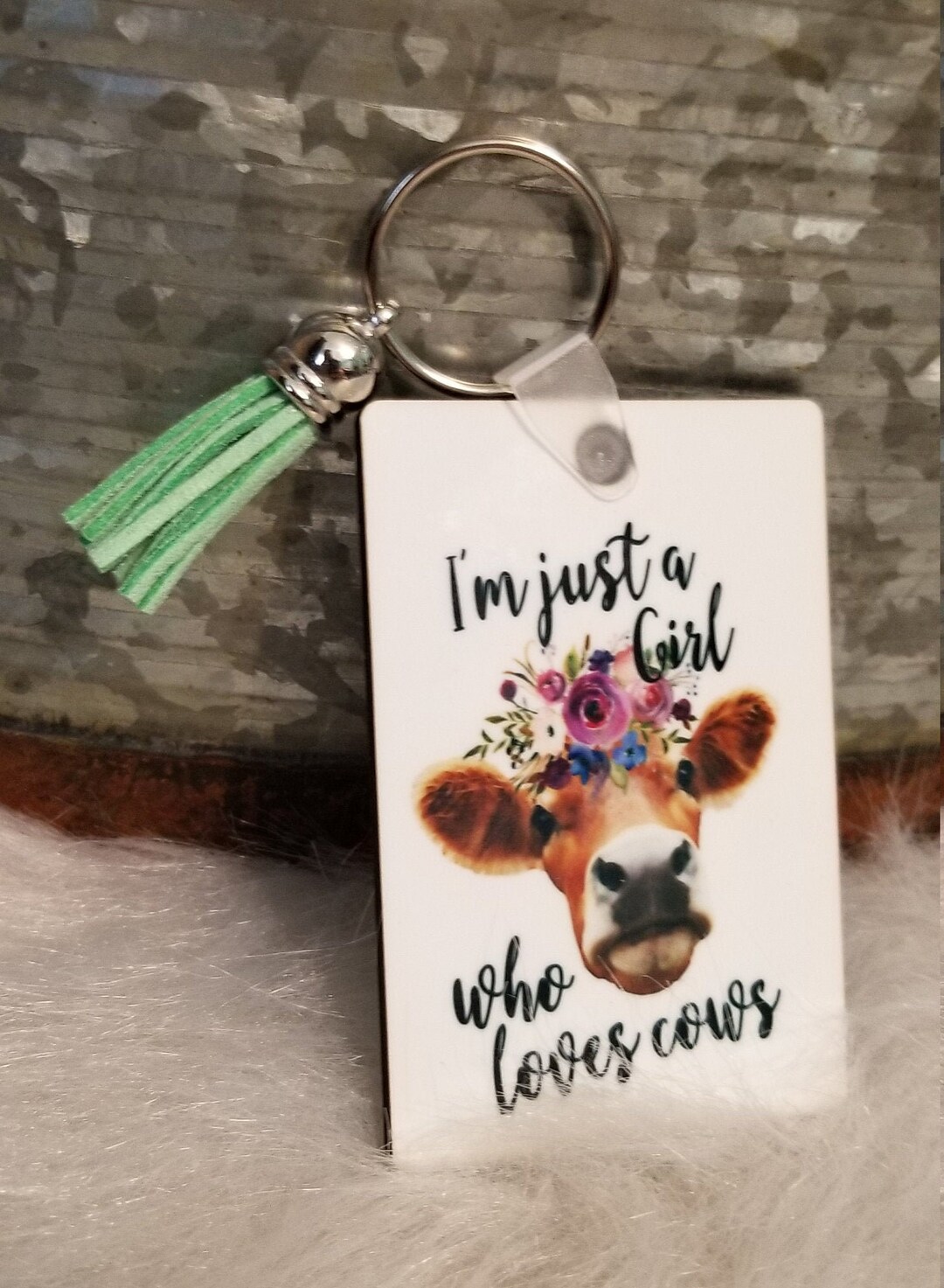 I'm Just a Girl Who Loves Cows Rectangle Shape, Key Chain, Gifts for ...