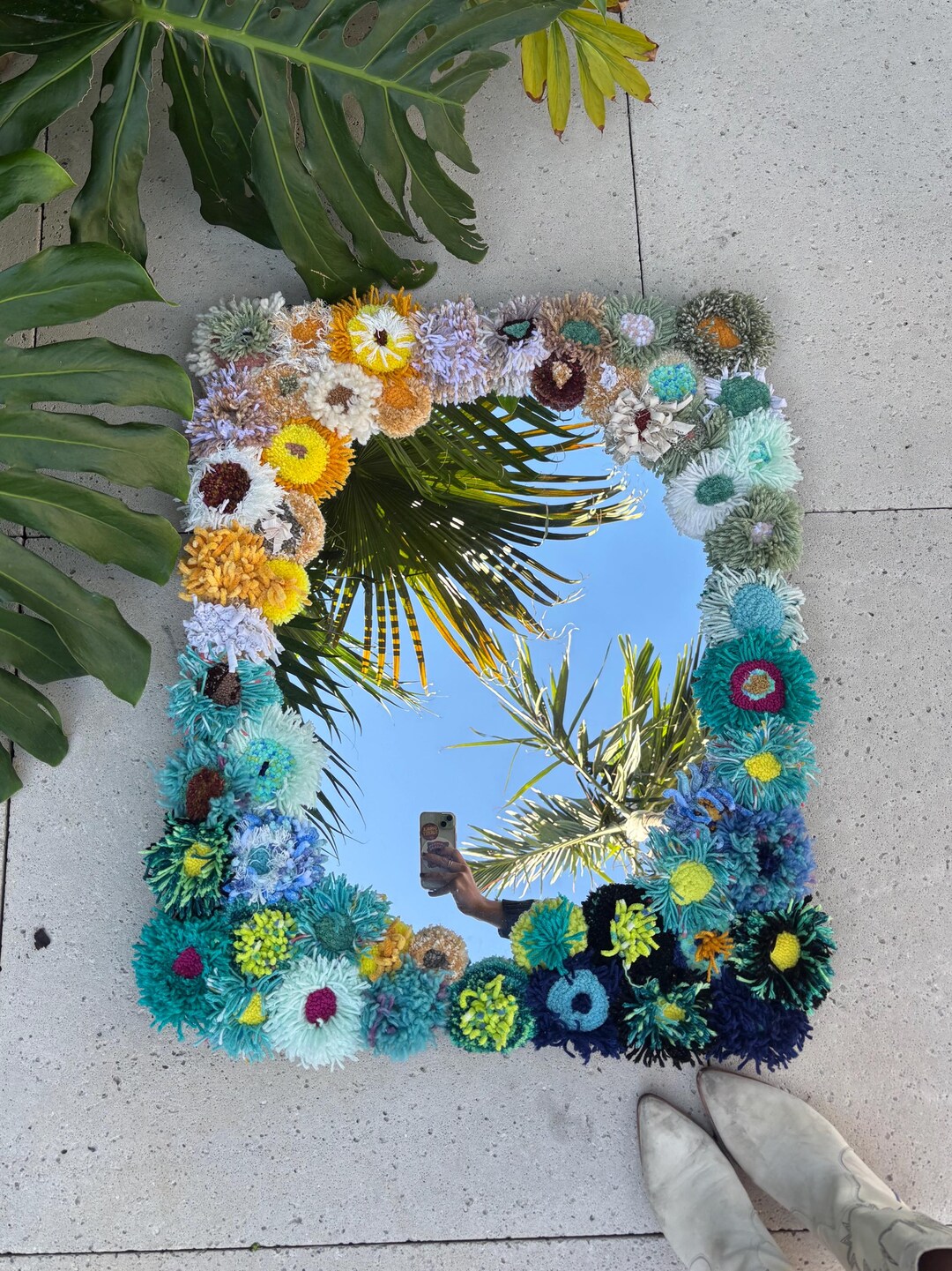 Tufted Floral Garden Mirror - Etsy