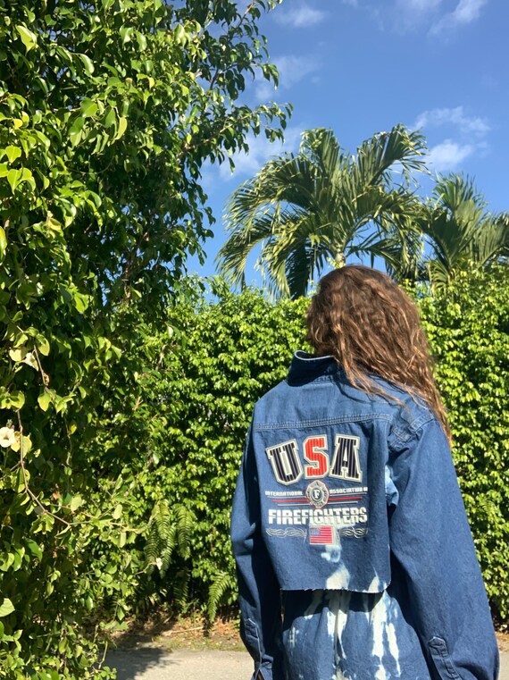 Denim reworked vintage USA firefighter set — Psychedelic Threads