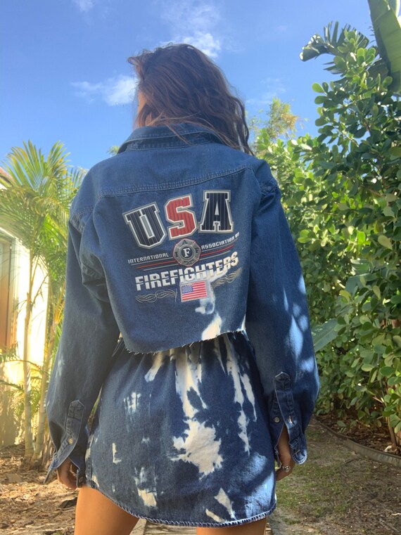 Denim reworked vintage USA firefighter set — Psychedelic Threads