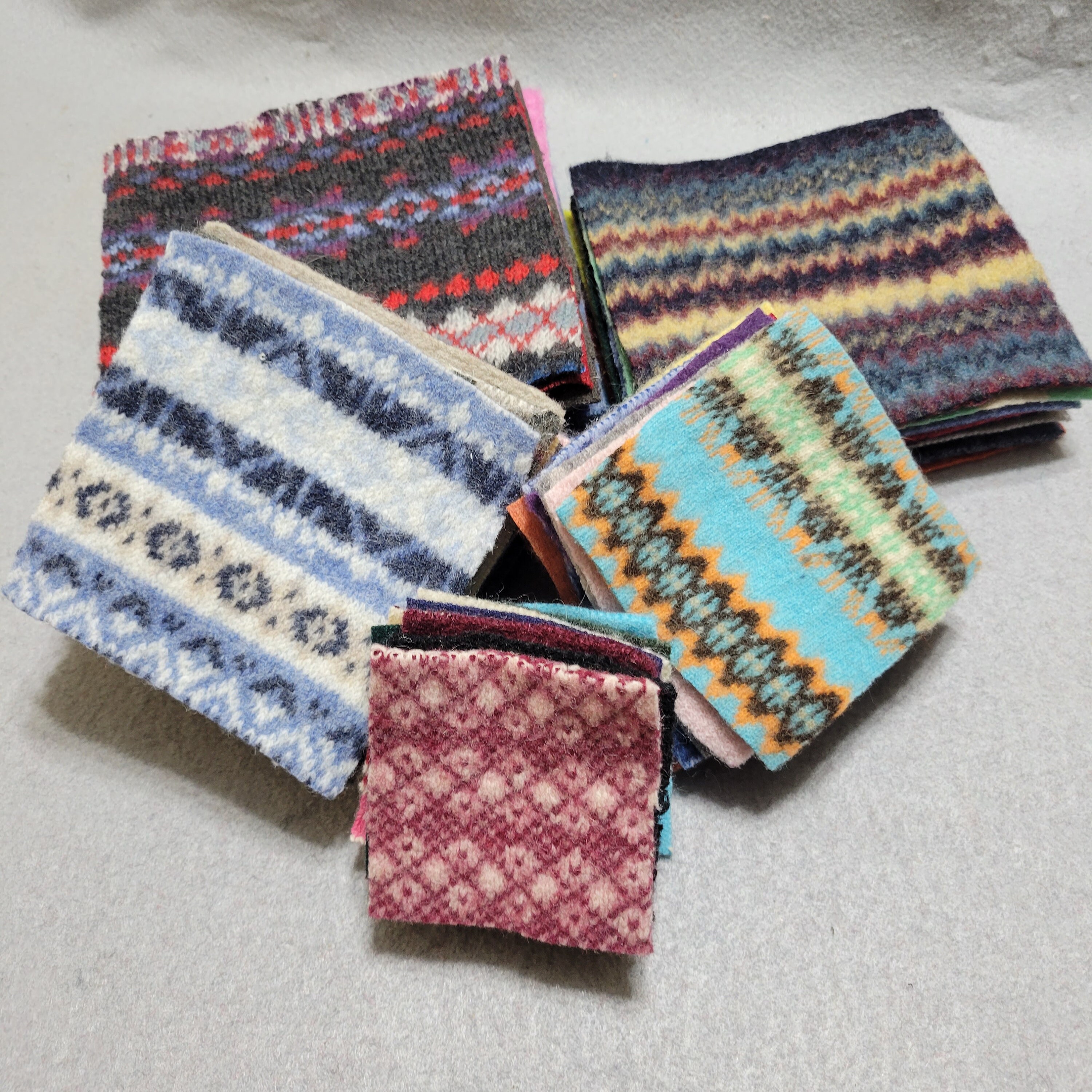 Felted Wool, Quilt Squares, Wool Scrap Charm Pack, Hand Cut Stash Pack ...