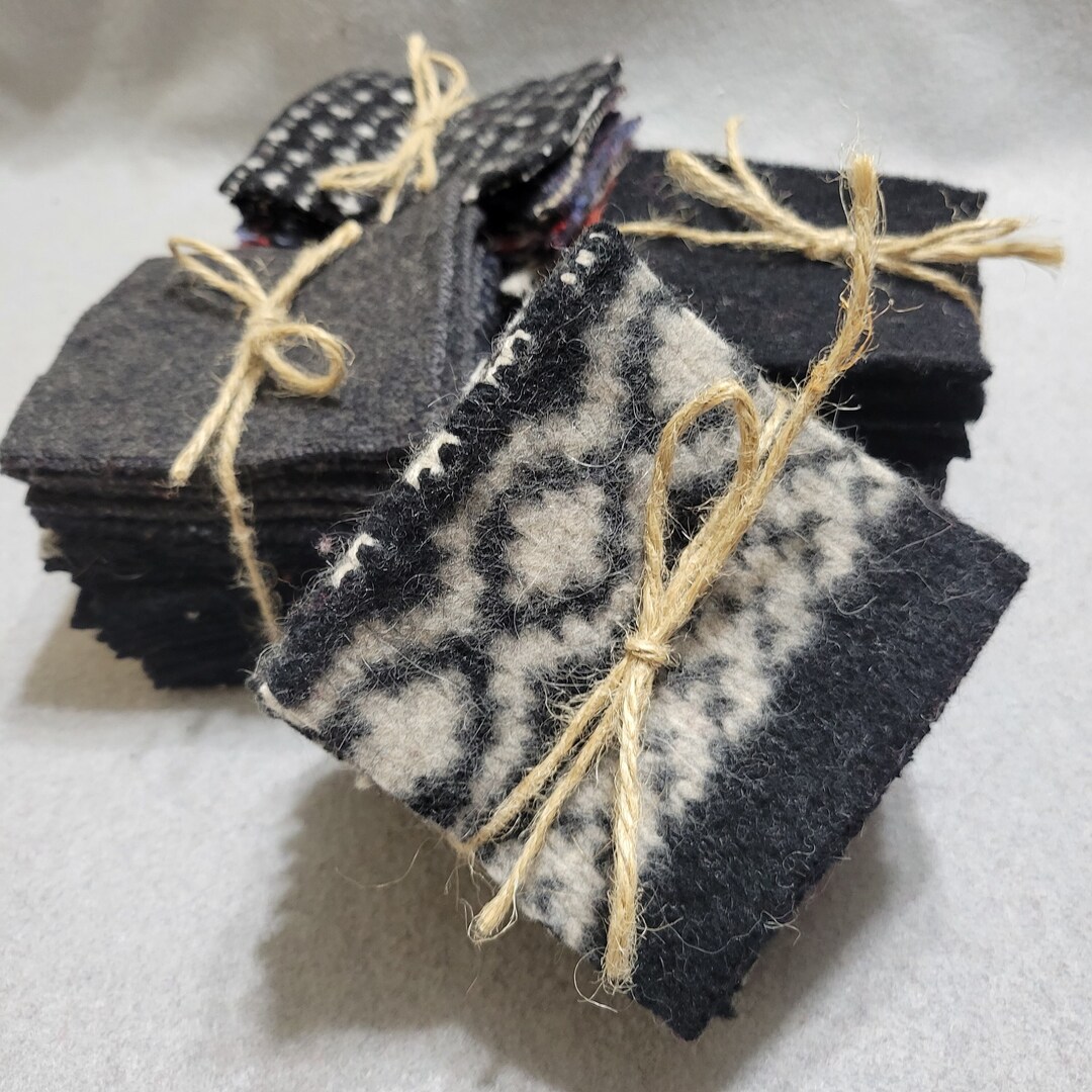 3" Color Specific (20 Pcs) Felted Wool Quilt Squares, Wool Scrap Pack ...
