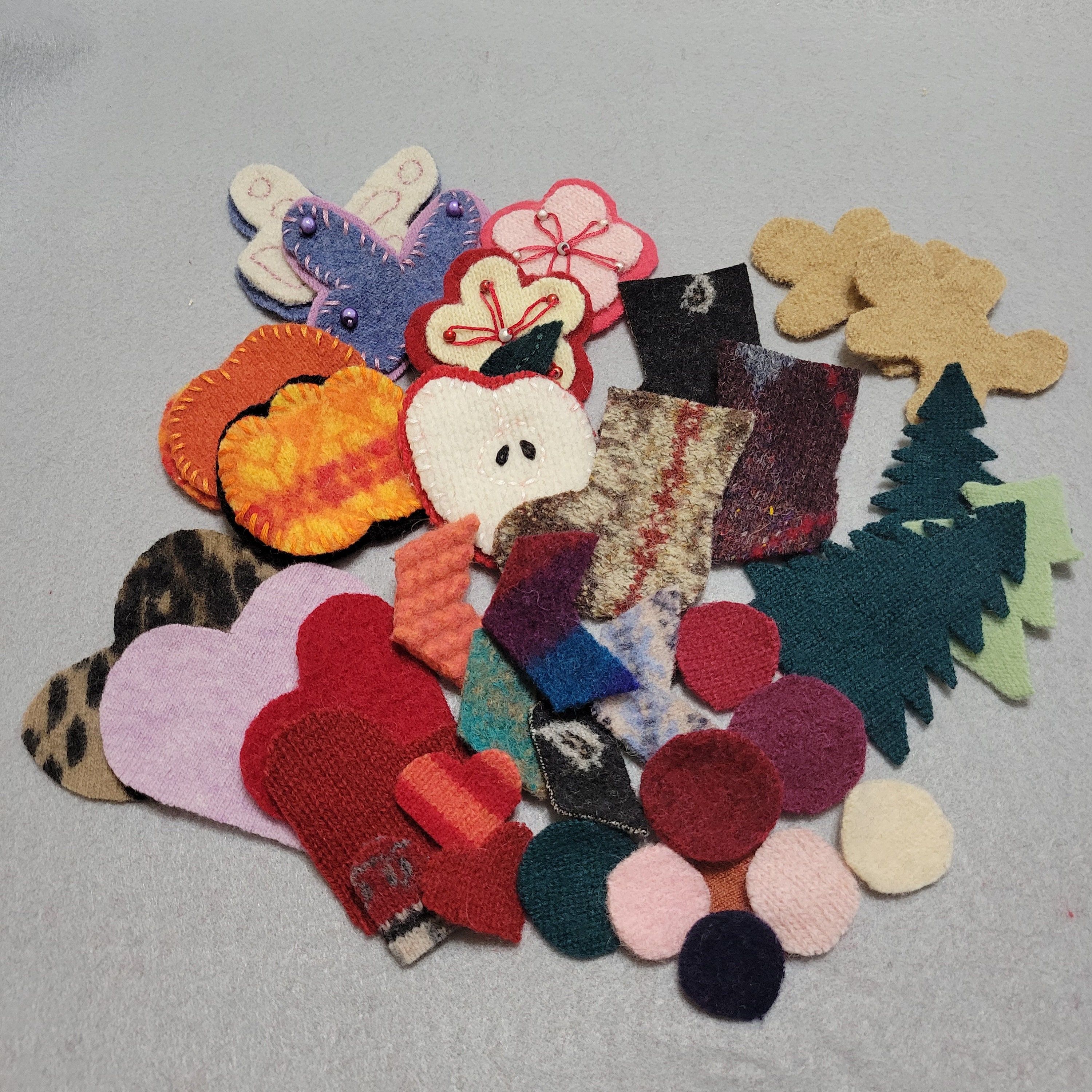 Felted Wool, Quilt Squares, Wool Scrap Charm Pack, Hand Cut Stash Pack ...