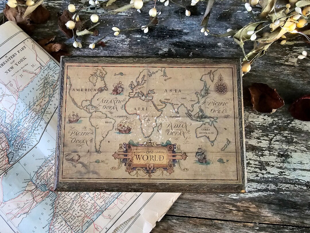 Vintage Italian Florentine Map Box - Etsy