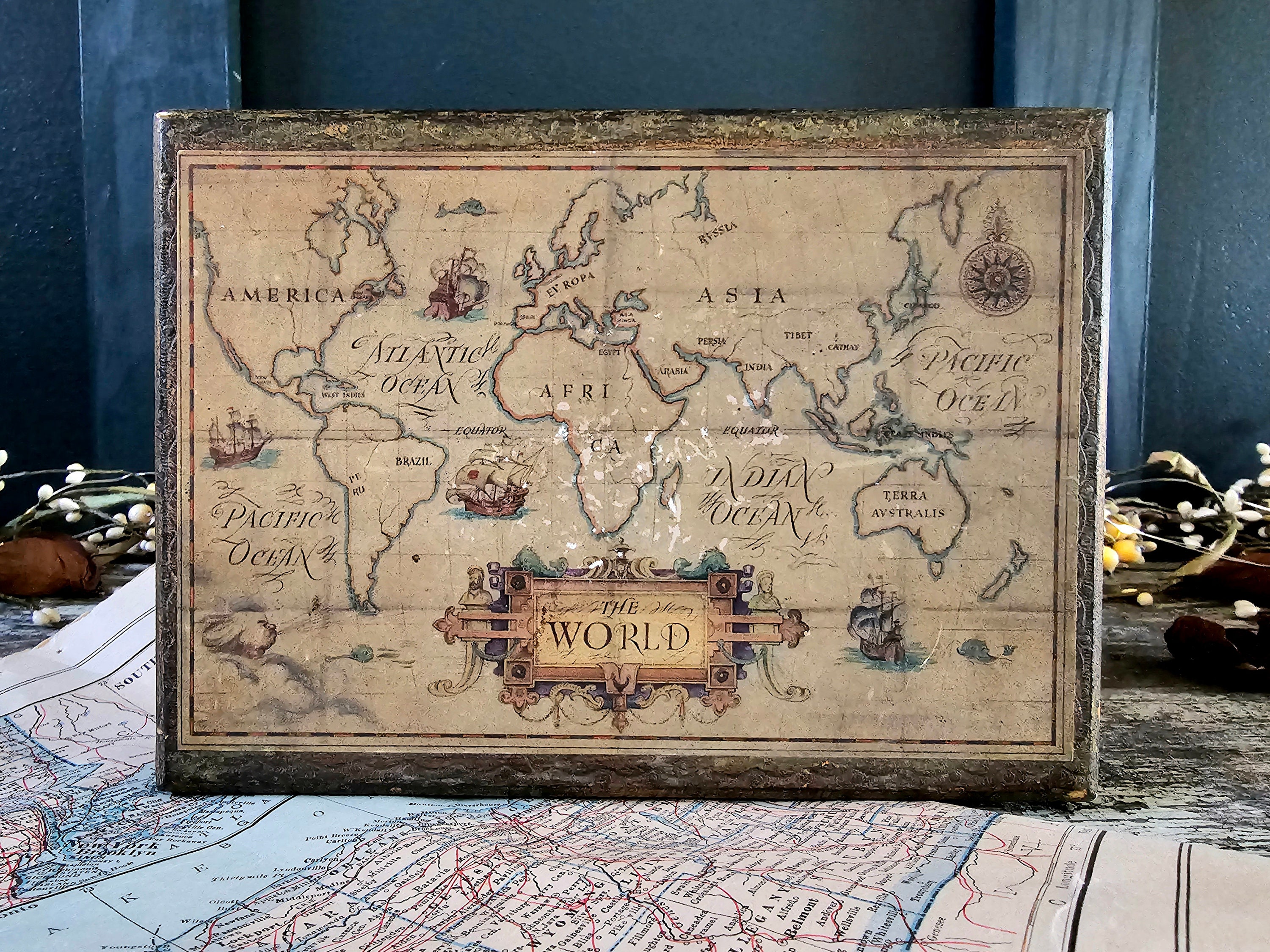 Vintage Italian Florentine Map Box - Etsy
