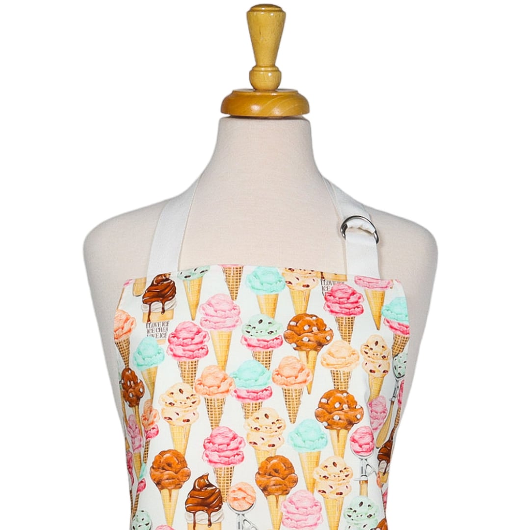 Ice Cream Handmade Reversible Apron, Adjustable Cotton Apron for Adults ...