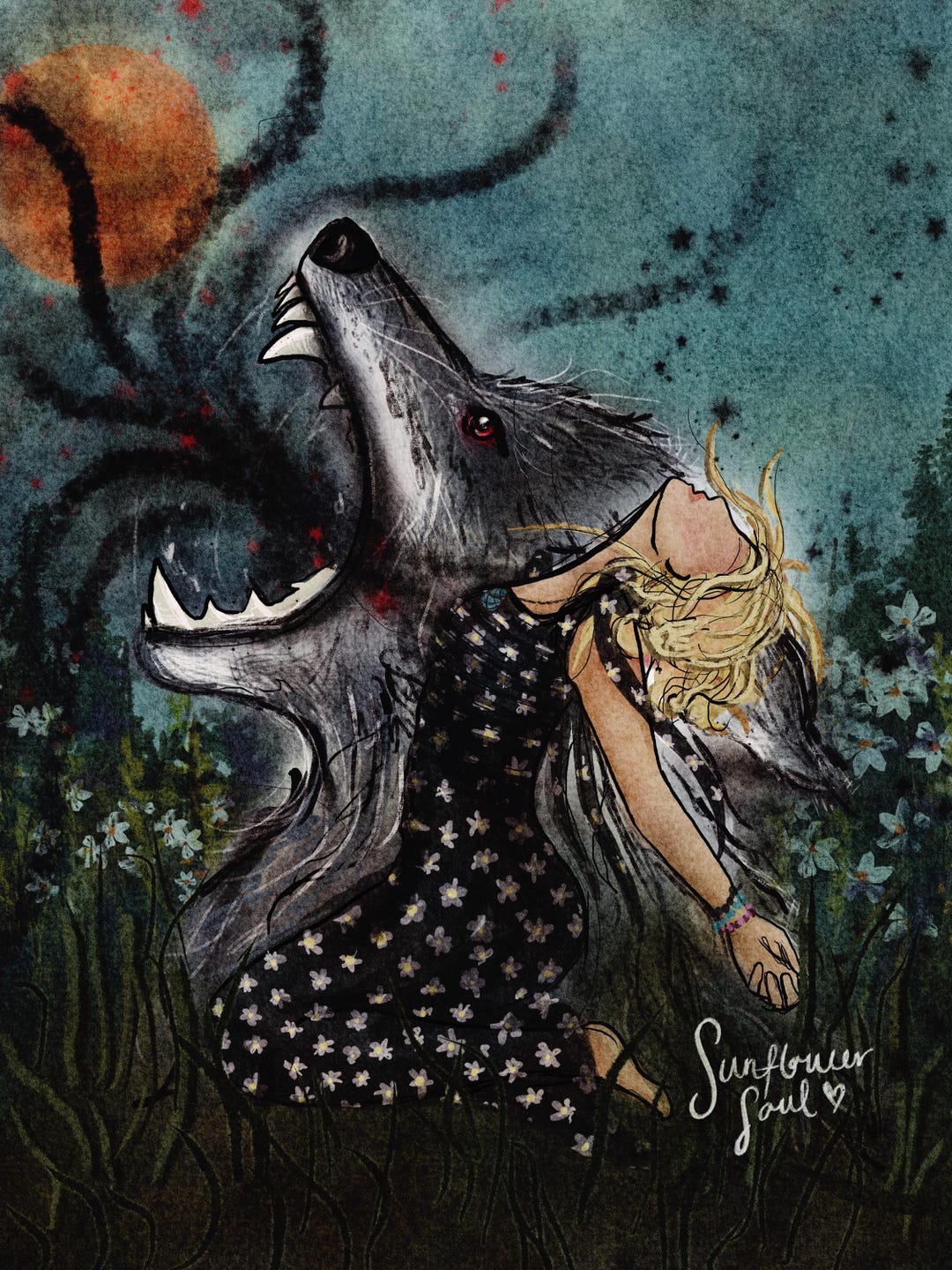 Howl She Wolf Original Artwork Print - Etsy