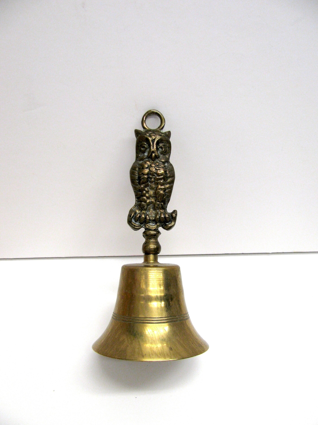 Vintage Brass Owl Bell - Large Brass Bell With Owl Handle - Mid Century ...