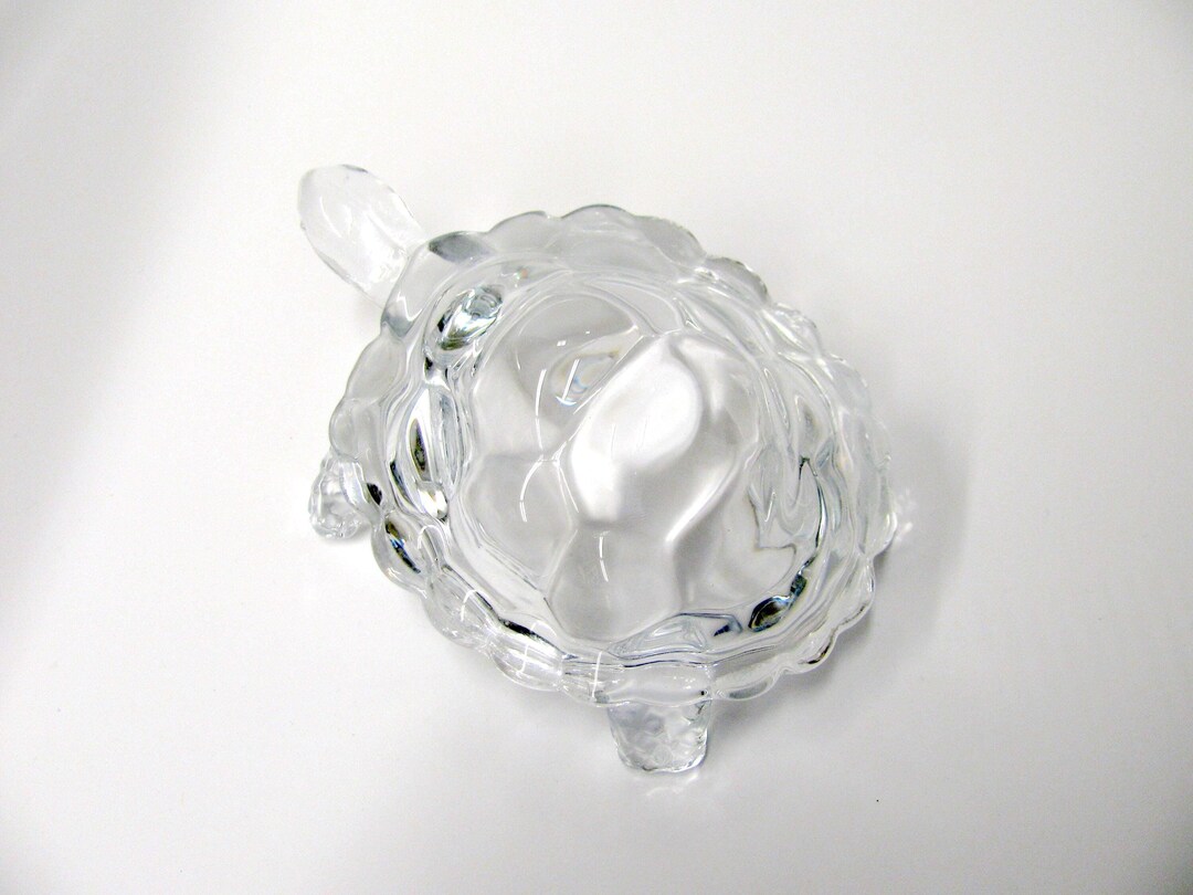Vintage Glass Turtle Clear Glass Turtle Figurine Crystal Turtle ...