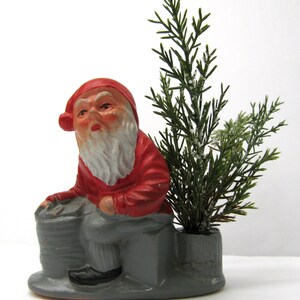 Vintage Heissner Terra Cotta Gnome Candle Holder 1950s Christmas ...