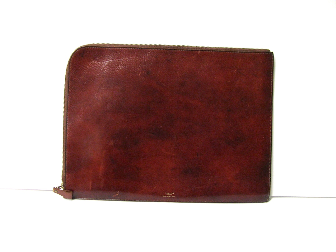 Vintage Bosca Leather Portfolio - Cognac Bosca Leather Envelope - Brown ...