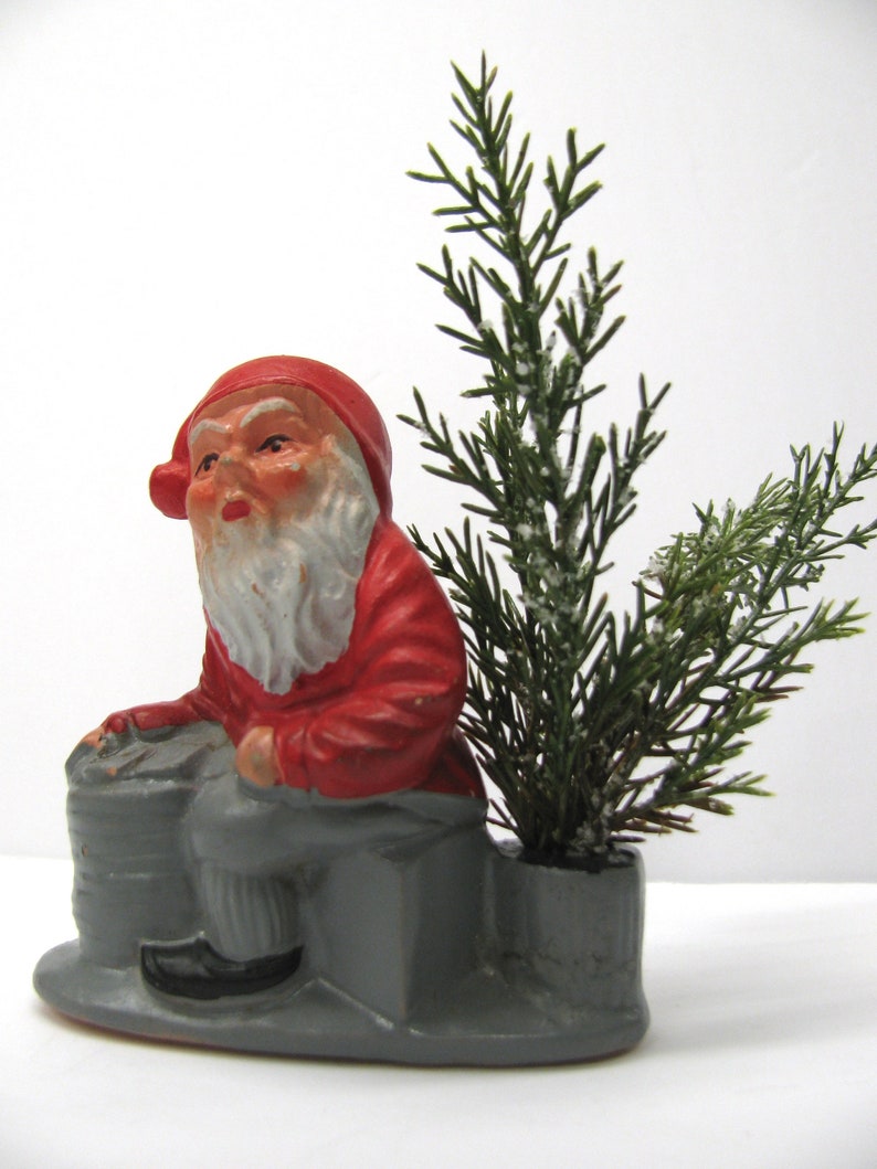 Vintage Heissner Terra Cotta Gnome Candle Holder 1950s Christmas ...