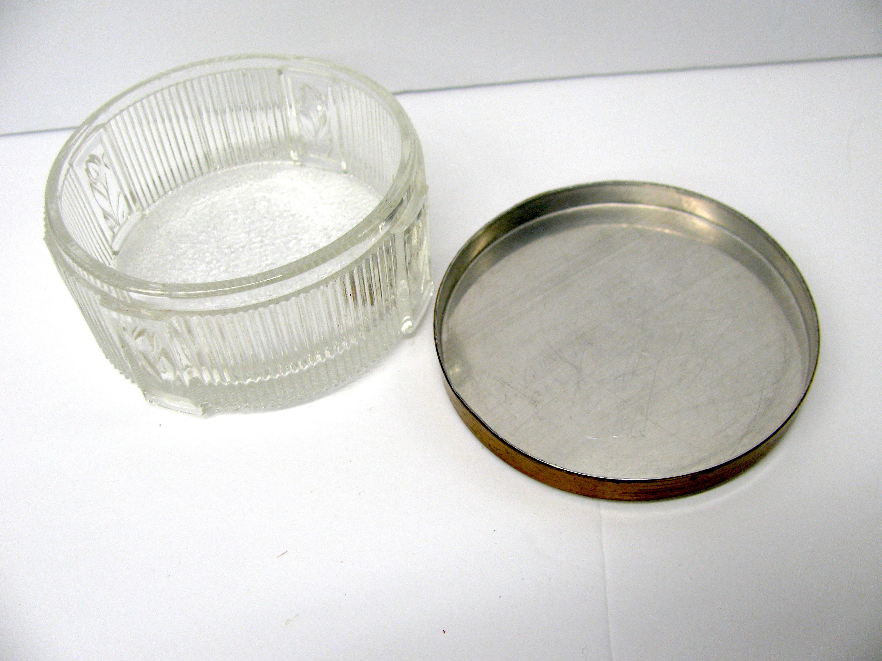 Vintage Vanity Jar Art Deco Glass Vanity Jar With Flower Lid Makeup ...