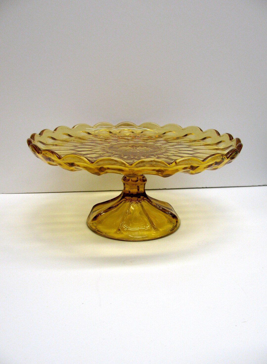 Vintage 10" Amber Glass Cake Stand - Fairfield by Anchor Hocking ...