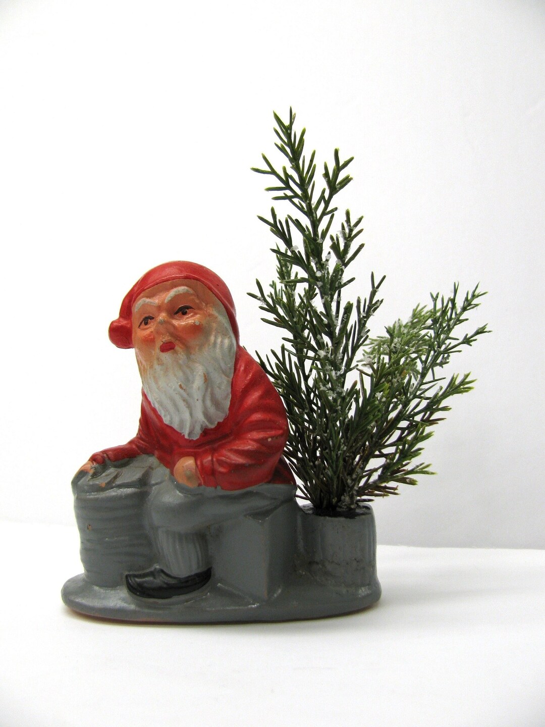 Vintage Heissner Terra Cotta Gnome Candle Holder 1950s Christmas ...
