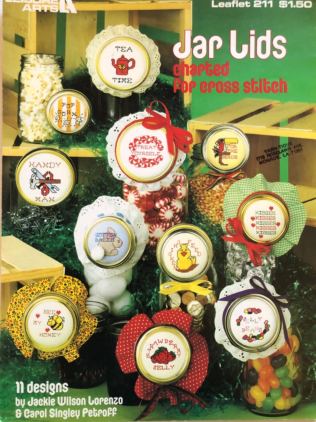 LEISURE Arts~cross Stitch Patterns~jar Lids~charted for Cross Stitch ...