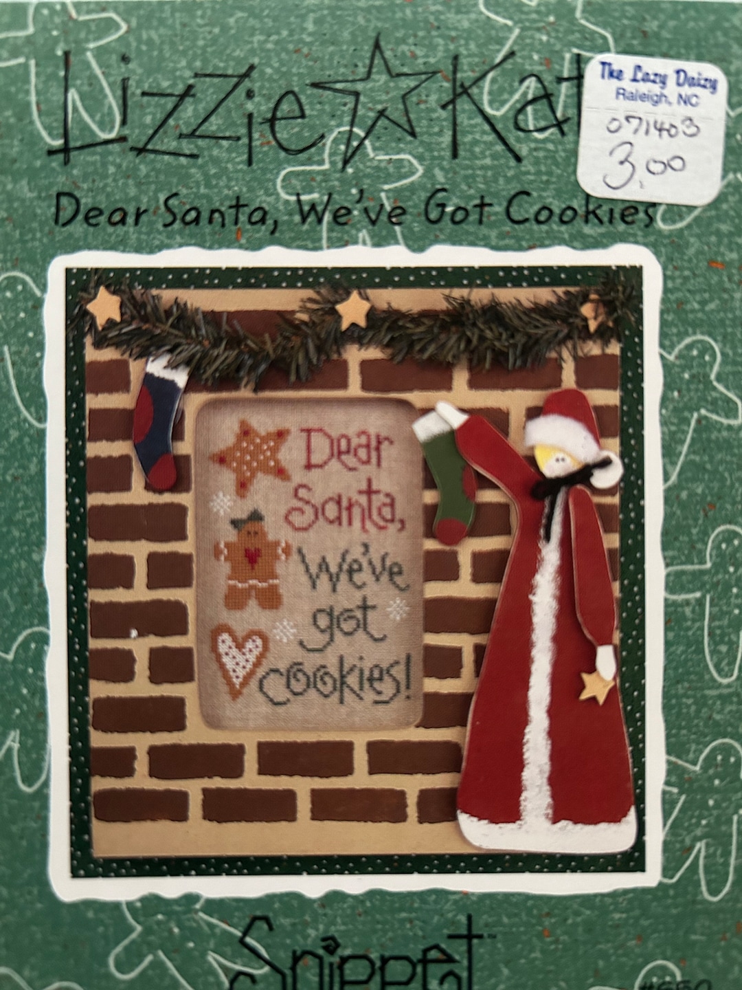 LIZZIE Kate~cross Stitch Pattern~snippet~dear Santa, We've Got Cookies ...