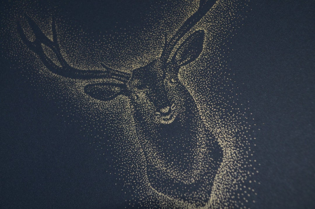 A4 Stag Gold Screen Print - Etsy