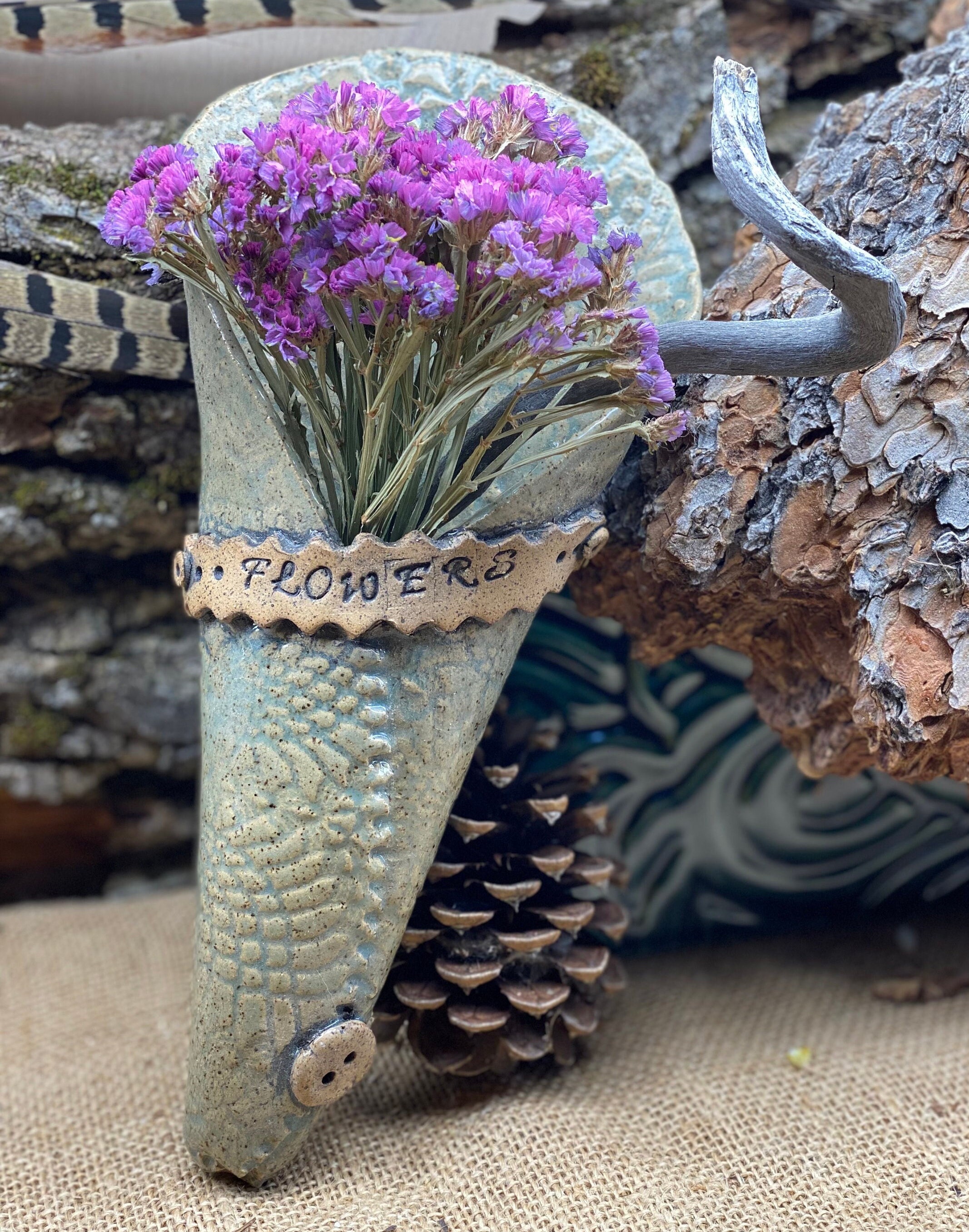 Lacy Flower Wall Pocket-handmade Pottery - Etsy