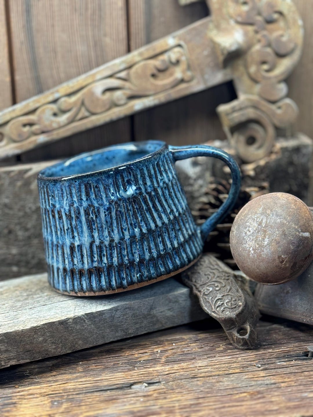 Blue Textured Cup Handmade Pottery - Etsy
