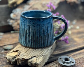 Blue Wavy Textured Mug - Handmade Pottery - Etsy