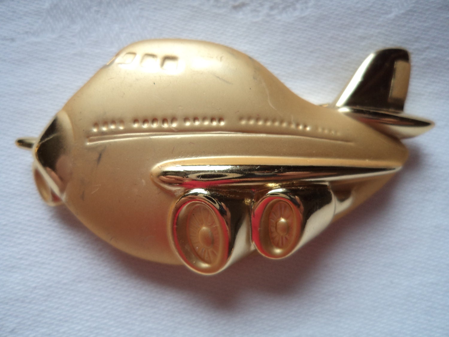 Vintage Signed AJC Gold Pewter Jumbo Jet Brooch/pin - Etsy