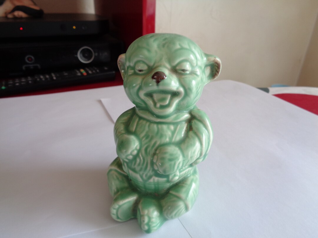 Vintage Sylvac Green Small Laughing Bear Ornament Rare - Etsy
