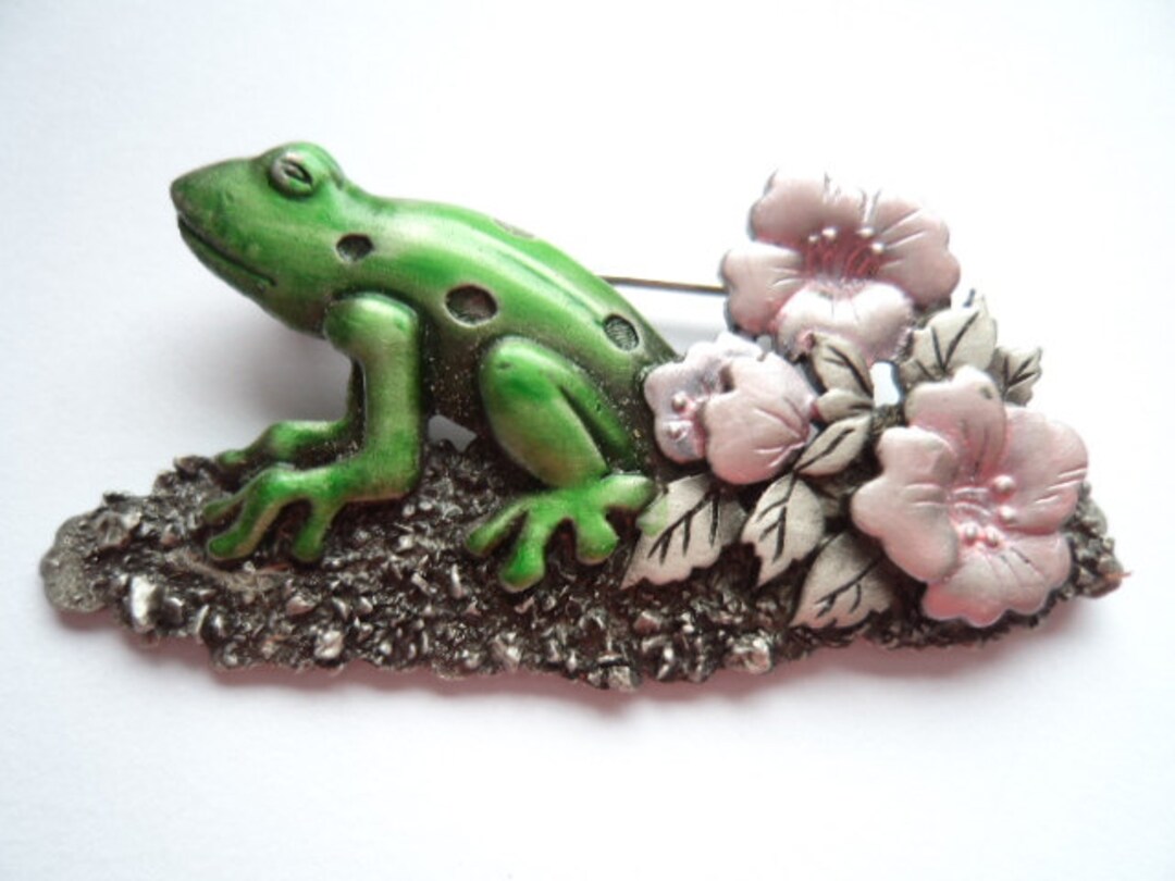Vintage Signed JJ Silver Pewter Frog on Lilypad Brooch/pin - Etsy