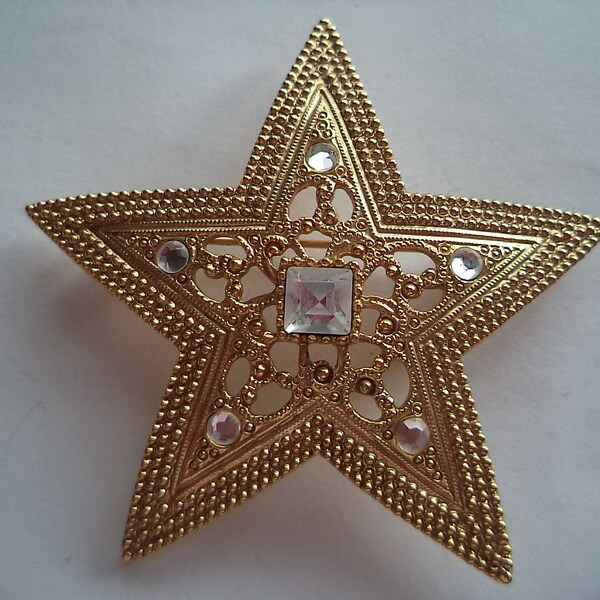 Rhinestone Star Pin - Etsy