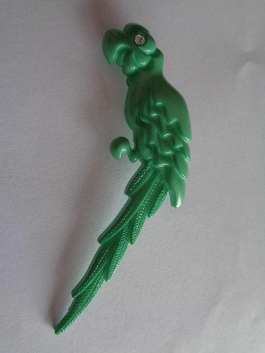 Vintage Unsigned Plastic Parrot Brooch/pin Clear Rhinestone Eye. Made ...