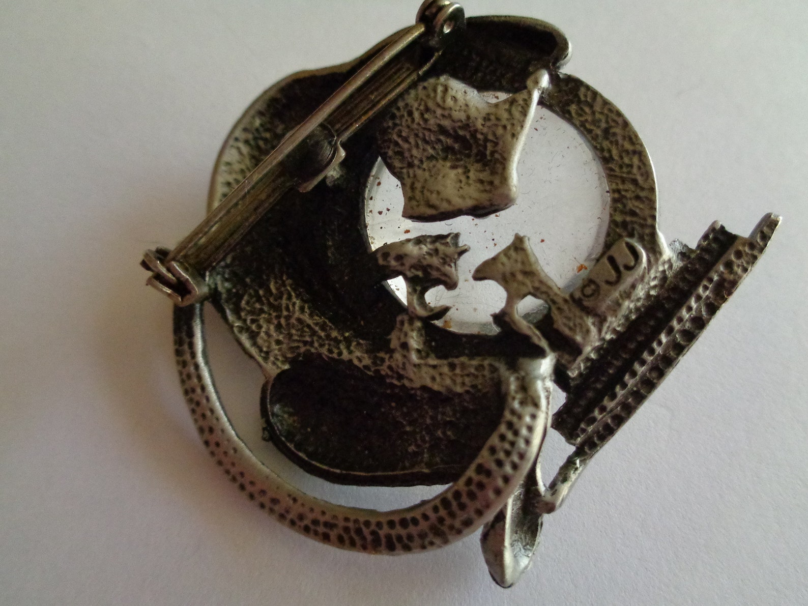 Vintage Signed JJ Brooch/pin Silver Pewter Cat With Head in | Etsy