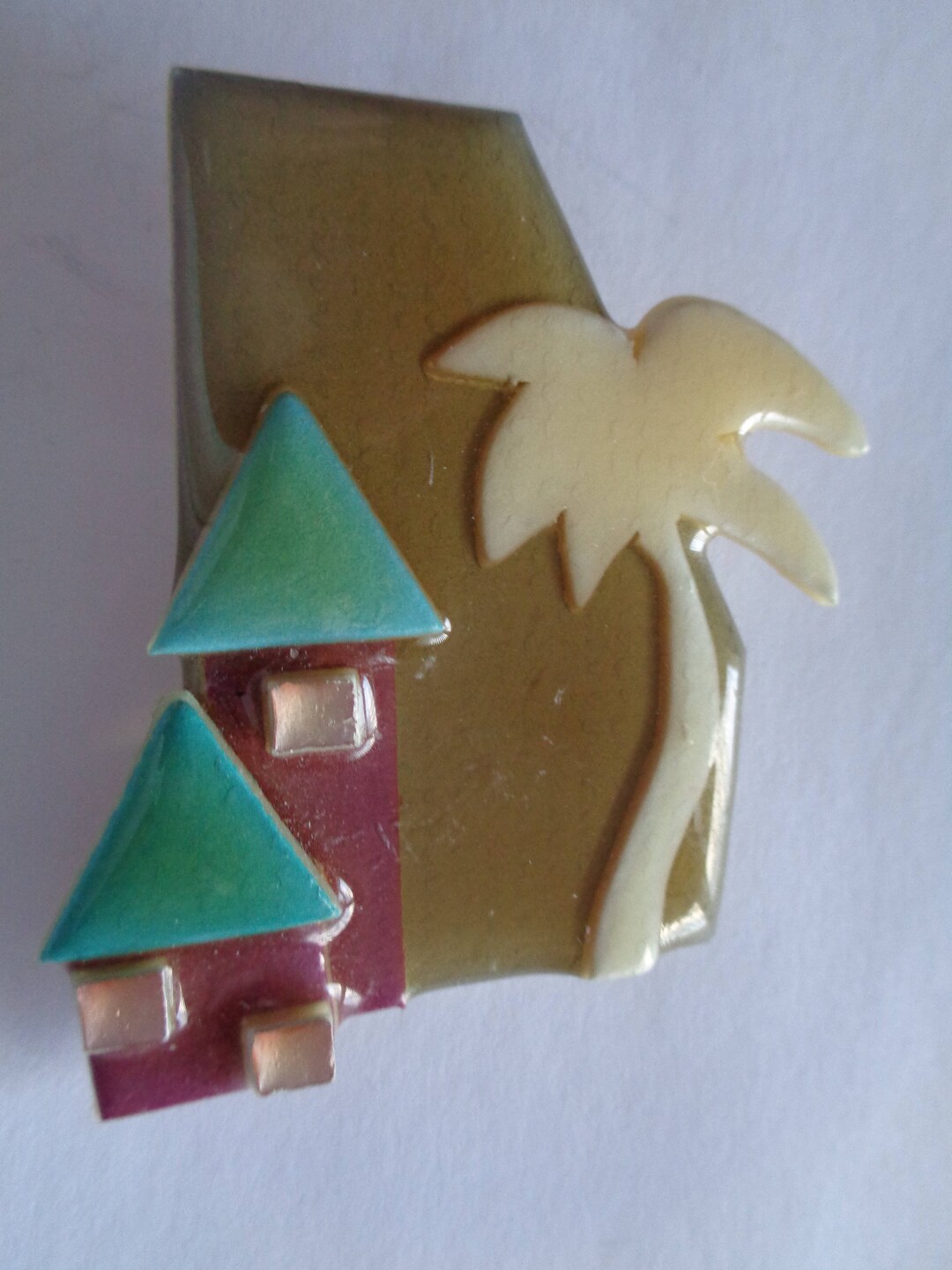 Fabulous Lucinda Houses and Palm Tree Brooch/pin - Etsy