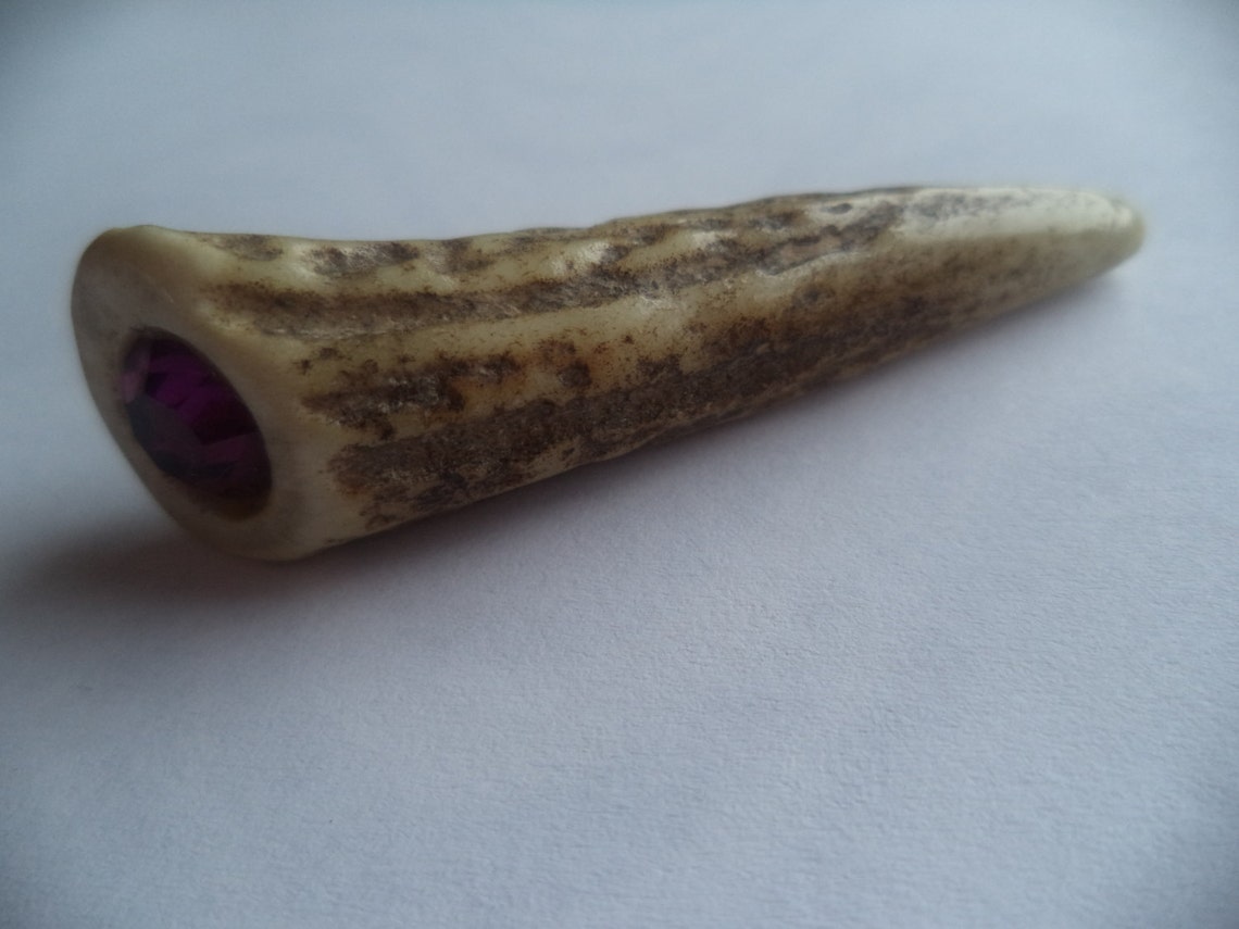 Vintage Unsigned Plastic Horn With Purple Rhinestone - Etsy