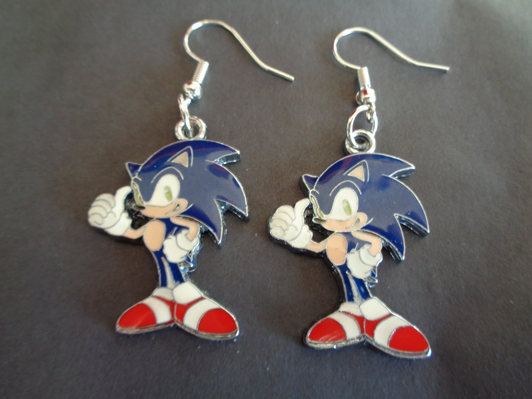 Novelty Sonic the Hedgehog Metal Earrings pierced Ears Only - Etsy