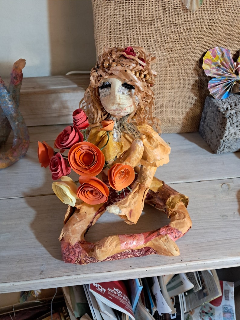Eco-friendly Art, Paper Mache Statuette, Upcycled Journals, Only Paper ...