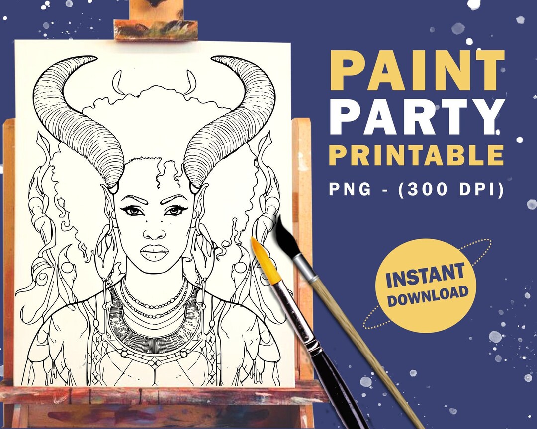 Aries Paint & Sip Party Printable PNG Digital Download DIY Pre Drawn ...